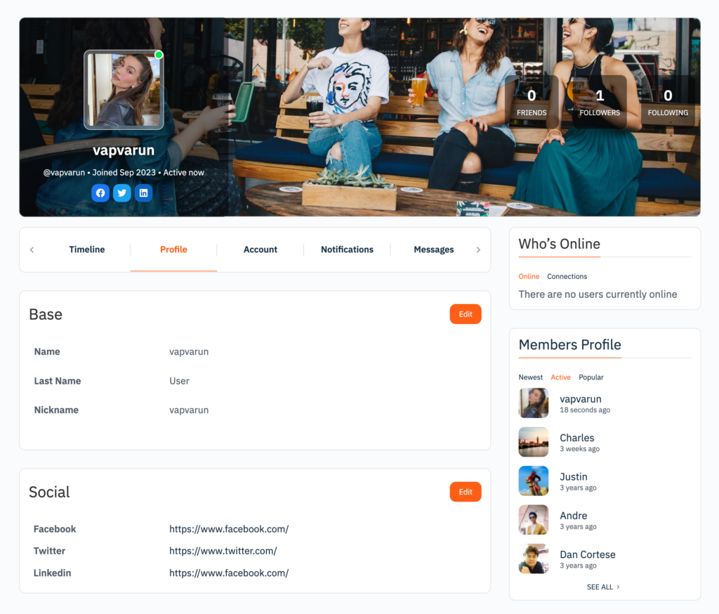 Reign Theme Setting Social Media Links Wbcom Designs - Theme & Plugin Docs