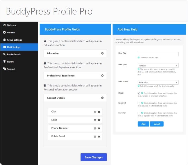 How to configure the BuddyPress Profile Pro plugin settings