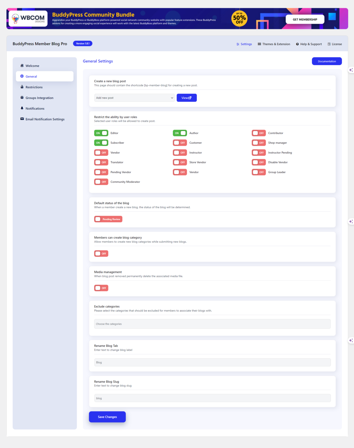 Setting Up of BuddyPress Member blog - Wbcom Designs Docs