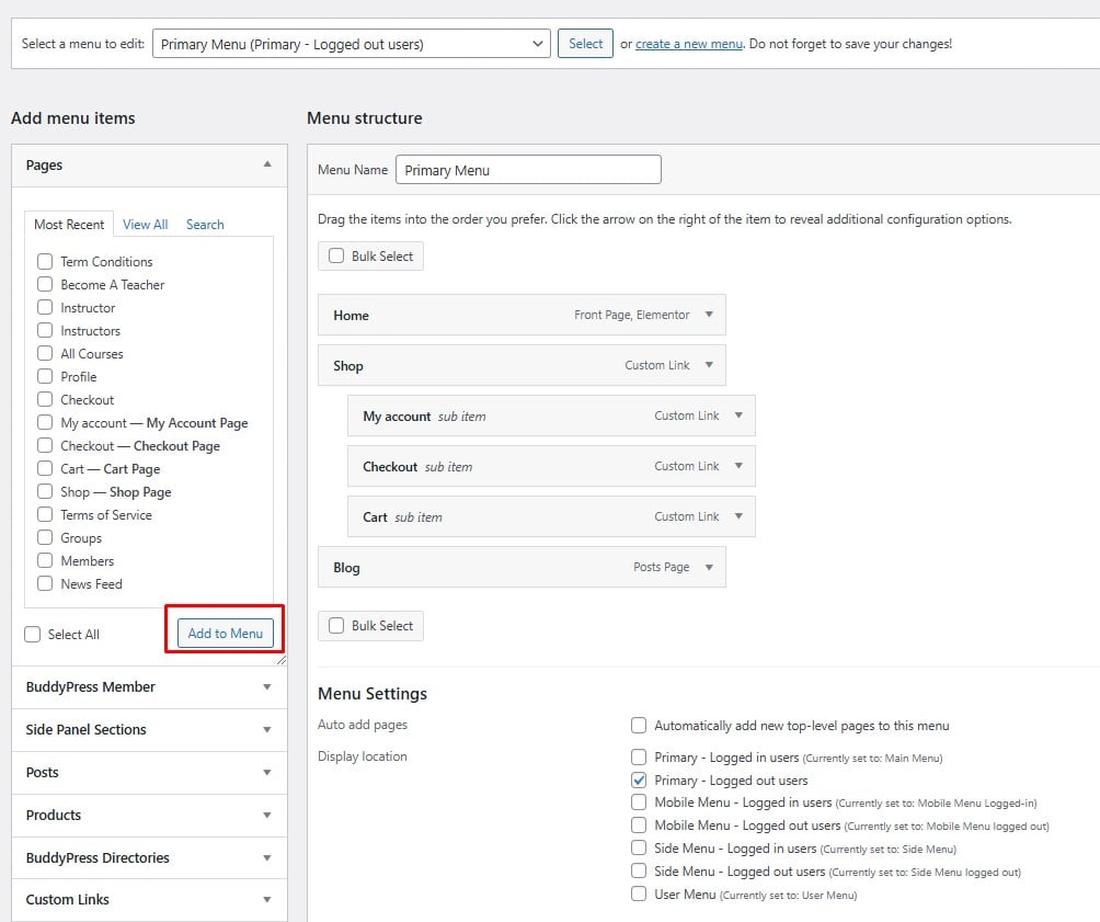 Primary Menu - Wbcom Designs Docs