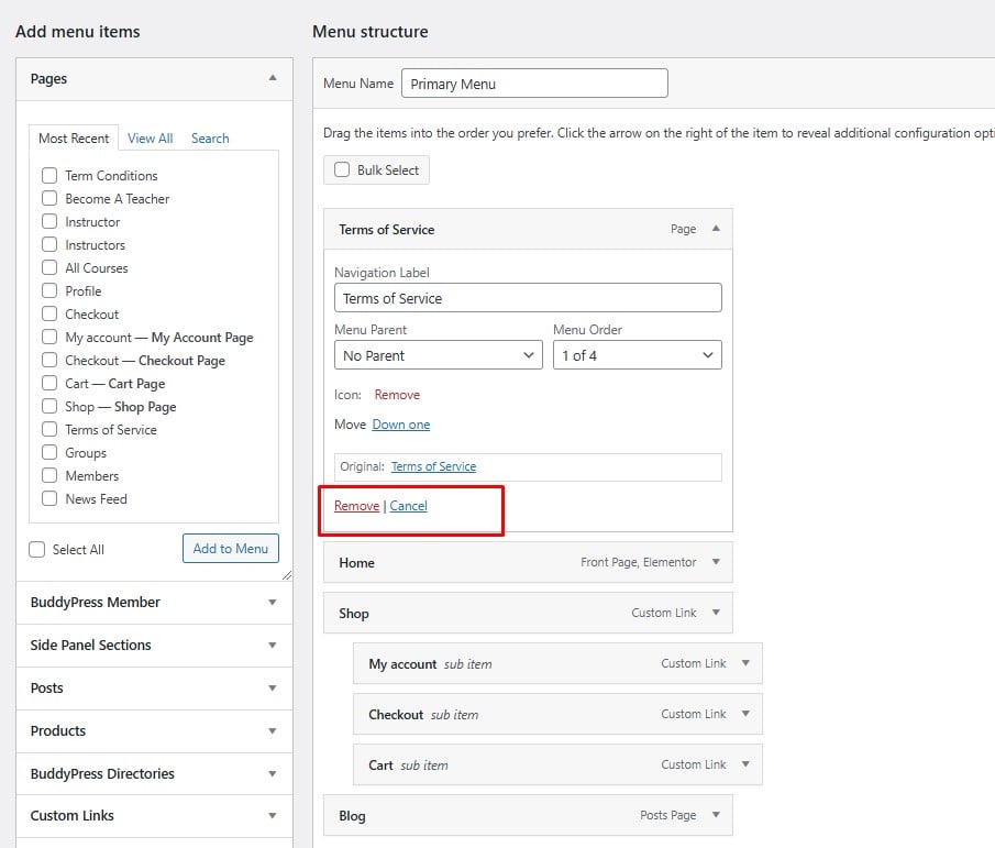Primary Menu - Wbcom Designs Docs