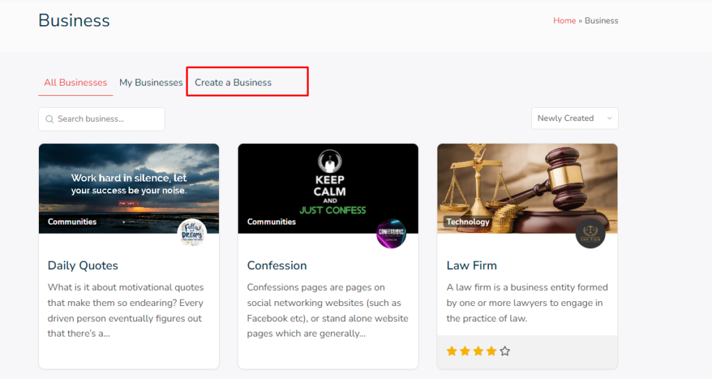 Create a New Business - Wbcom Designs Docs