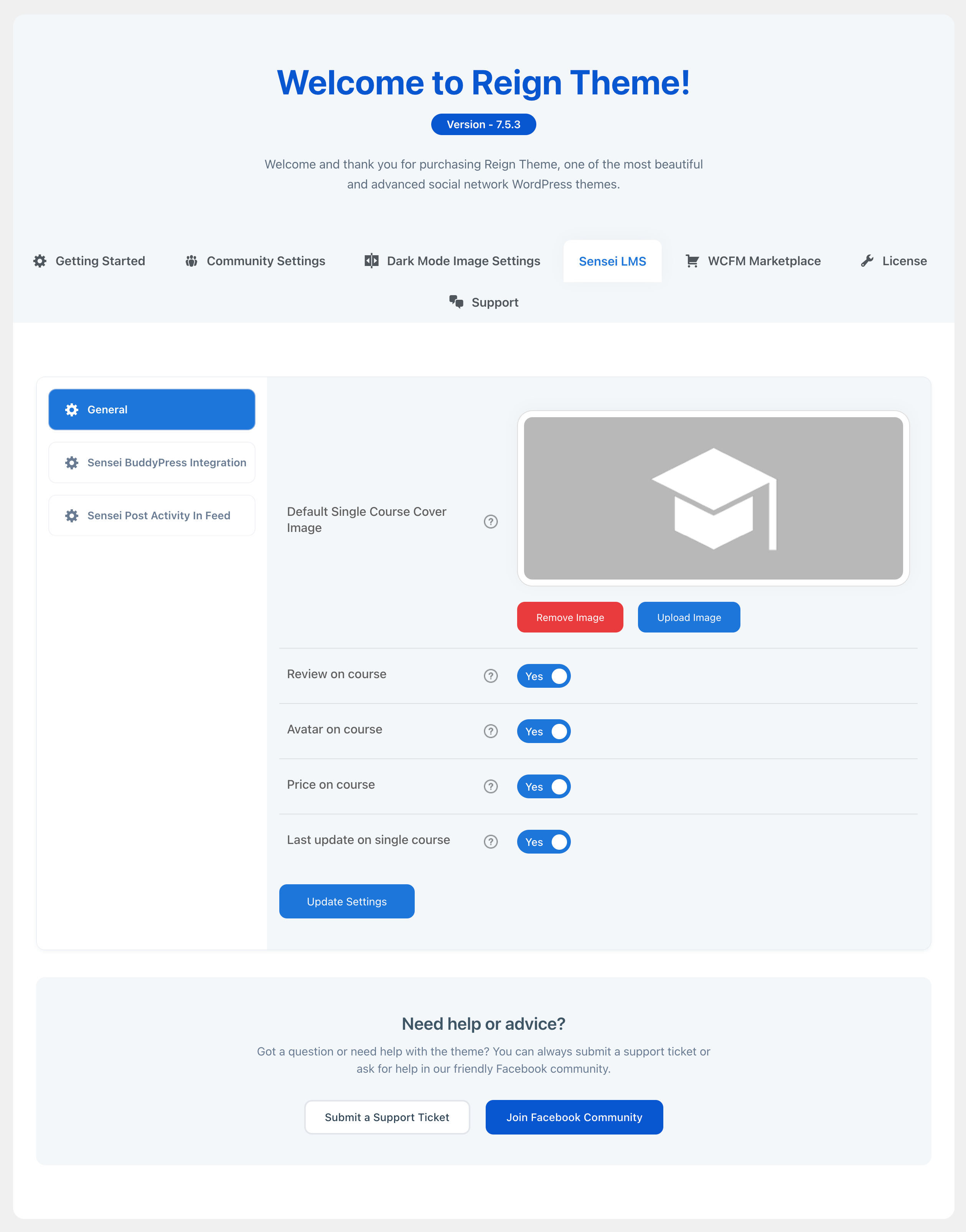 Reign Sensei LMS Setting - docs.wbcomdesigns.com