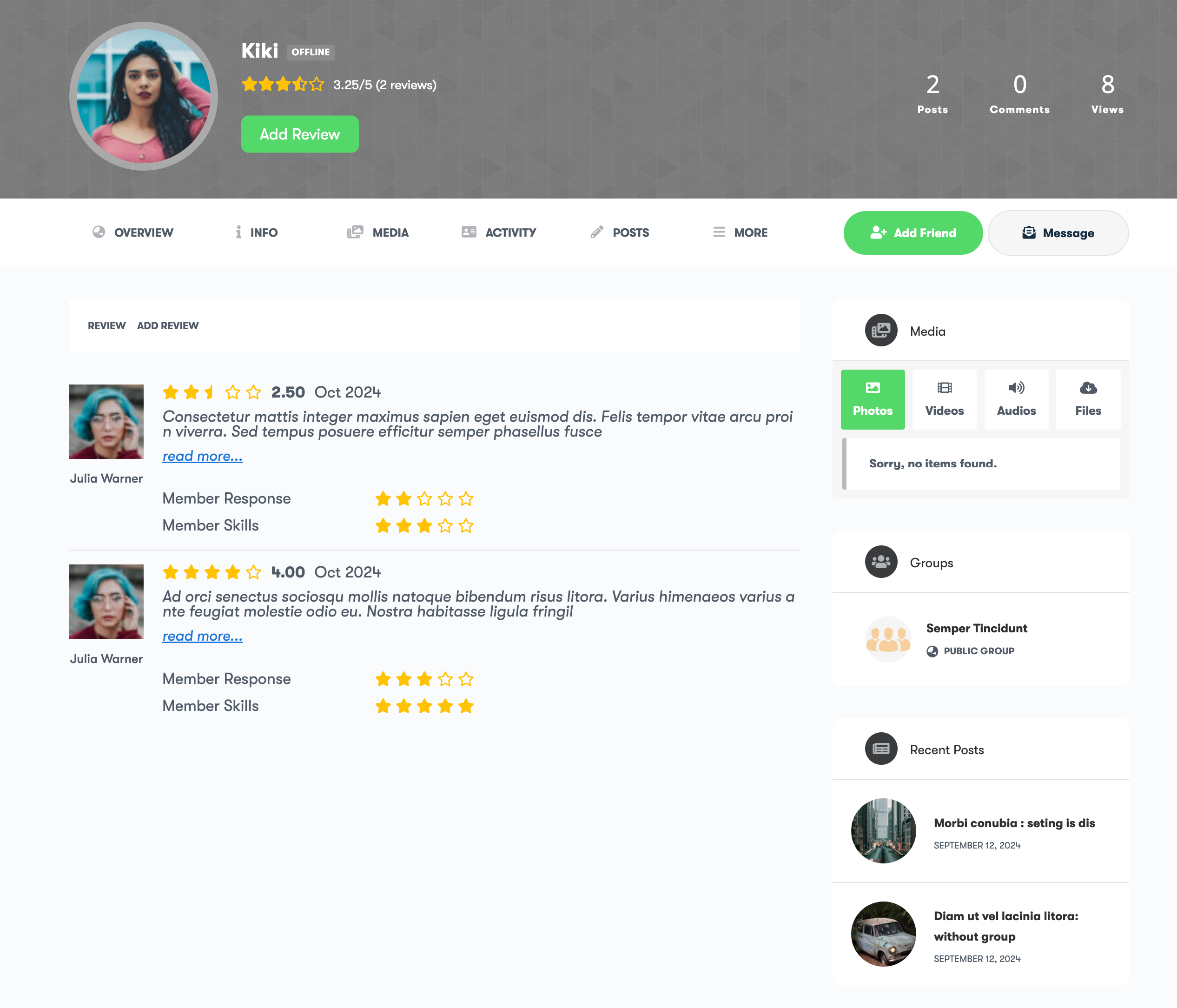 Compatibility with Youzify - BuddyPress Member Review - Wbcom Designs Docs