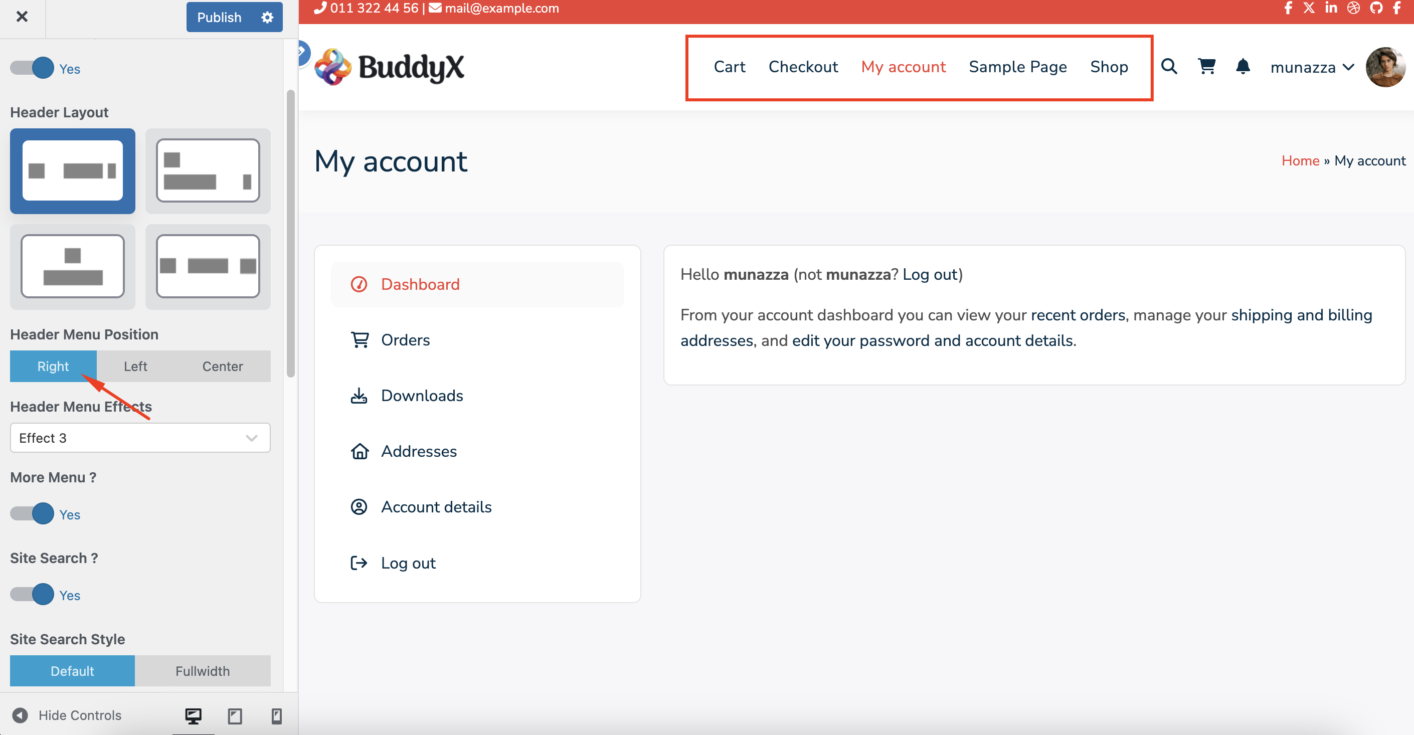 Header Menu Position - BuddyX Pro Theme - Wbcom Designs Docs