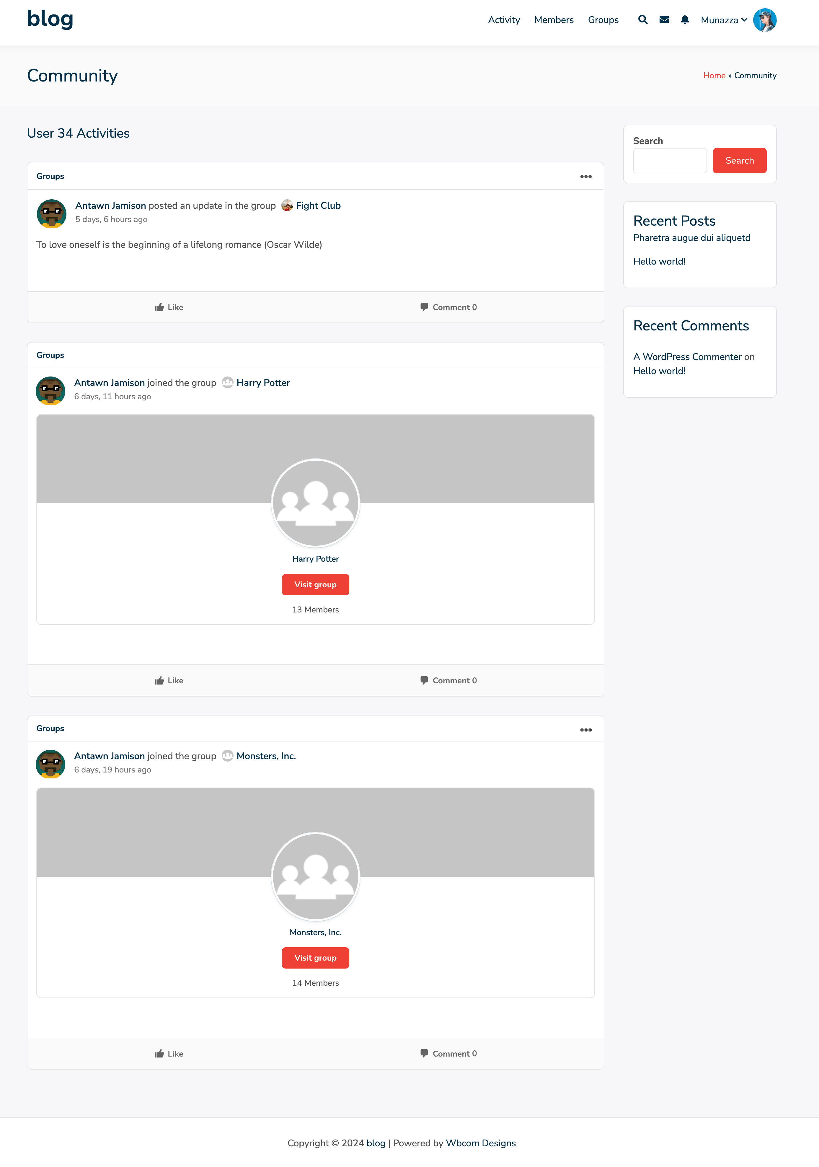 Parameters for Activity Listing - Shortcodes For BuddyPress - Wbcom Designs Docs